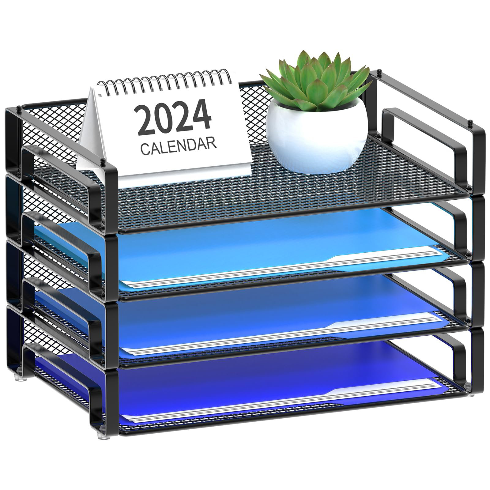 Inbox Zero 4 Pack Stackable Letter Paper Tray, Desk File Organizer ...