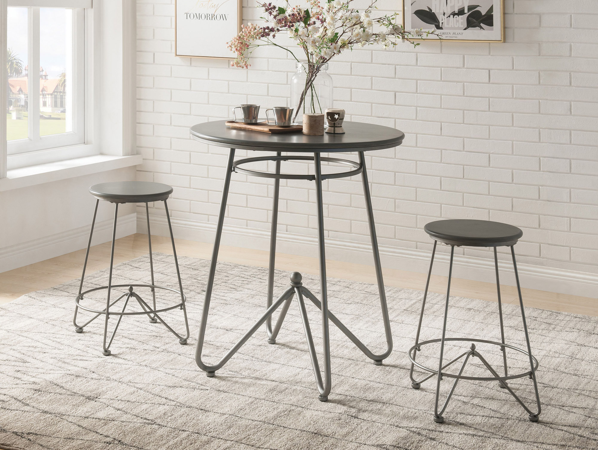 Wrought Studio 3Pc Pk Counter Height Set Table & 2 Stools for Dining ...