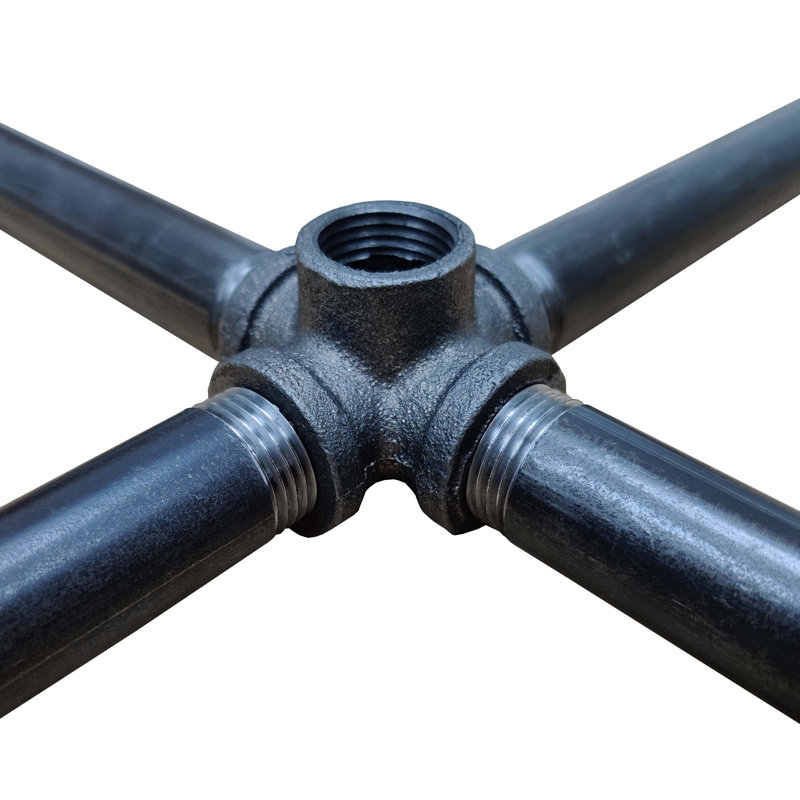 FixtureDisplays 1/2" Black Pipe 5-Way Connector With 4 Mounting Holes ...