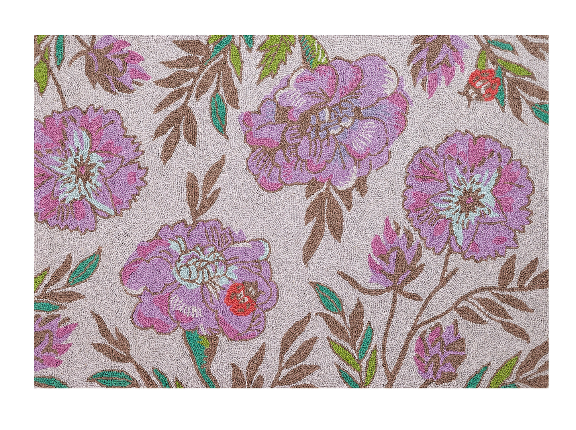 Vera Bradley Lavender Botanical Hand-Hooked Wool Pink Area Rug | Wayfair