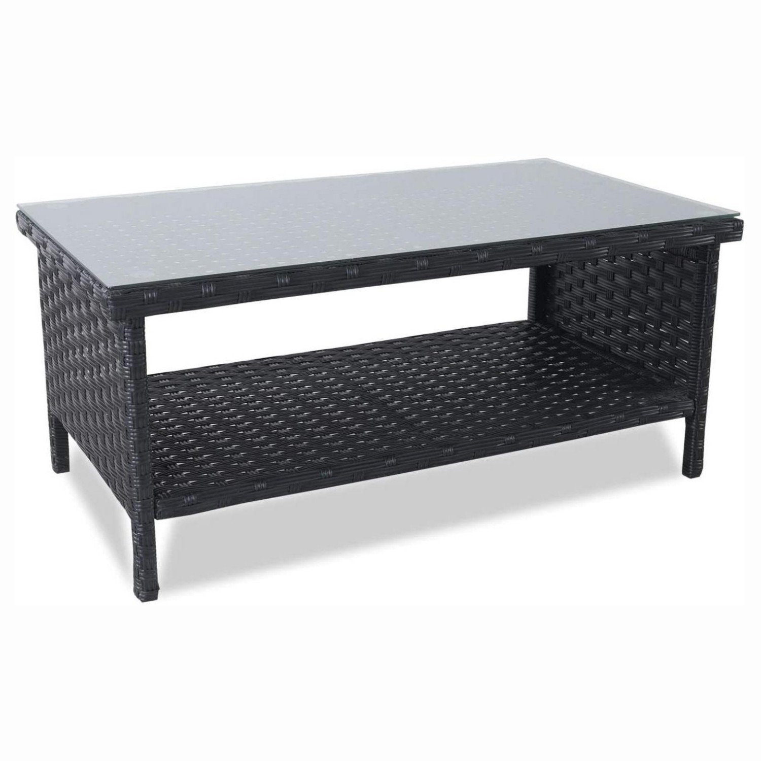 Latitude Run® Rattan double glass table with storage and furniture ...