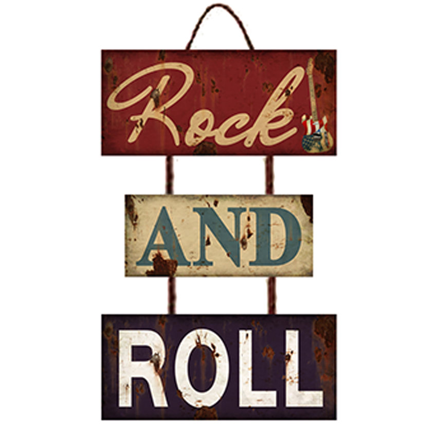 Millwood Pines Rock and Roll Wooden Sign Wall Décor & Reviews | Wayfair
