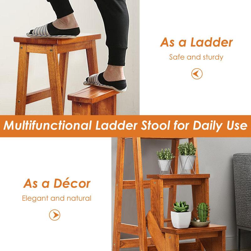 Wildon Home® Oakgrove 3 - Step Wood Folding Step Stool & Reviews | Wayfair
