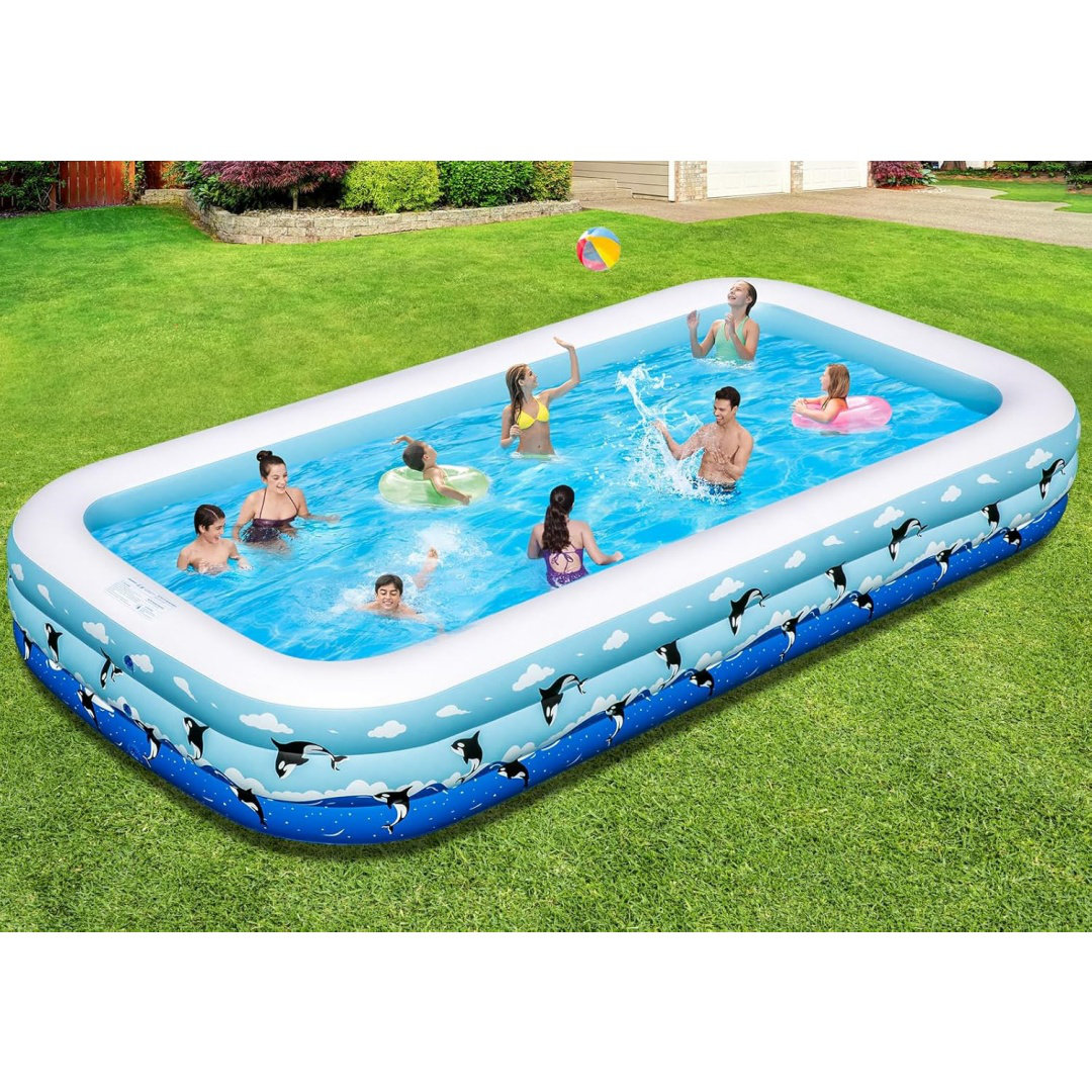 DESIGN SHOP BY SHELL Extra Large Inflatable Pool For Kids Adults, 145 ...