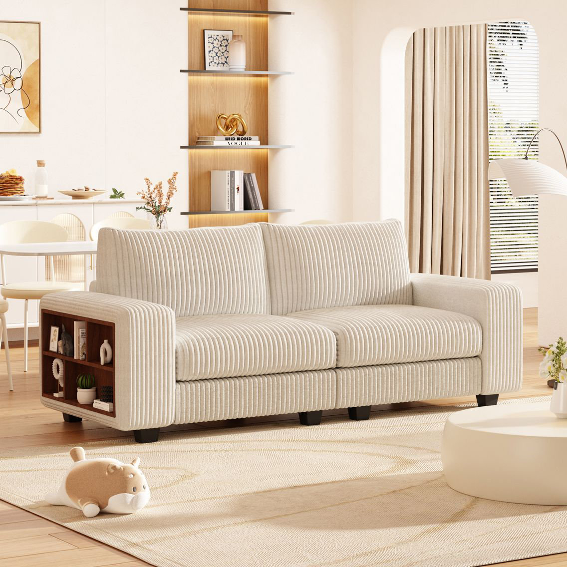 Latitude Run® 79" Corduroy Modular Sofa with Storage Armrest | Wayfair