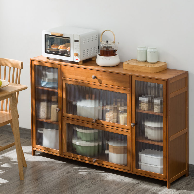 Winston Porter Jonpatrick Kitchen Buffet Server Table, Bamboo Storage ...