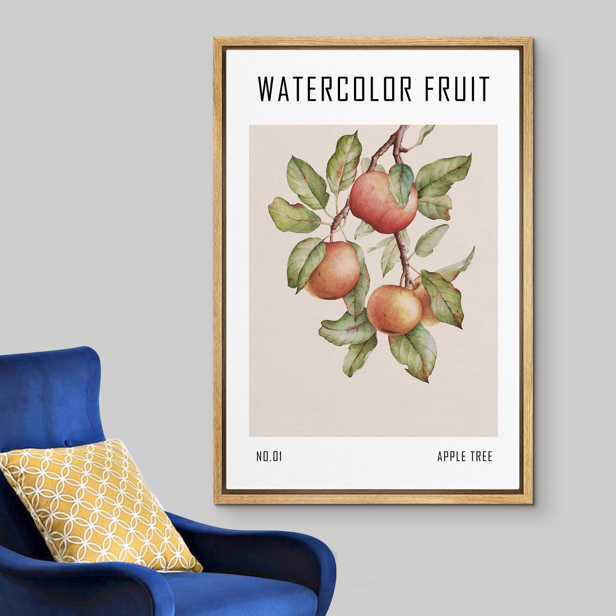 IDEA4WALL Watercolor Pastel Apple Tree Fruit Mid-Century Modern ...
