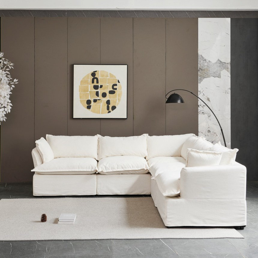 Ebern Designs Kejon Down Feather Fluffy Modular Sofa Chaise, Modular ...