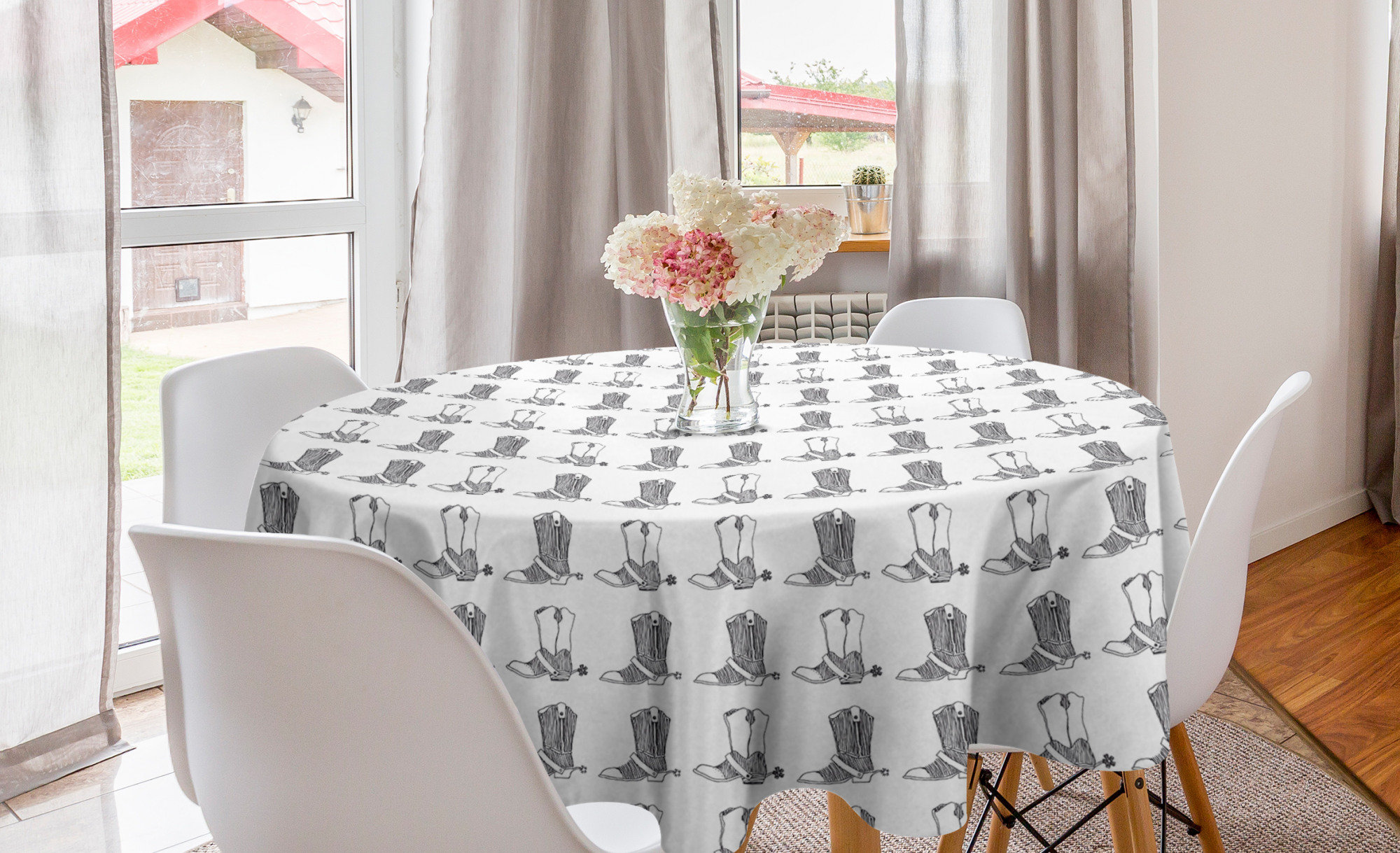 East Urban Home Western Round Tablecloth, Repetitive Pattern Of Cowboy ...