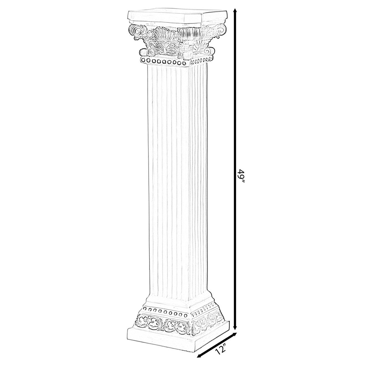 Uniquewise Fiberglass White and Gold Plinth Roman Piller Pedestal Vase ...