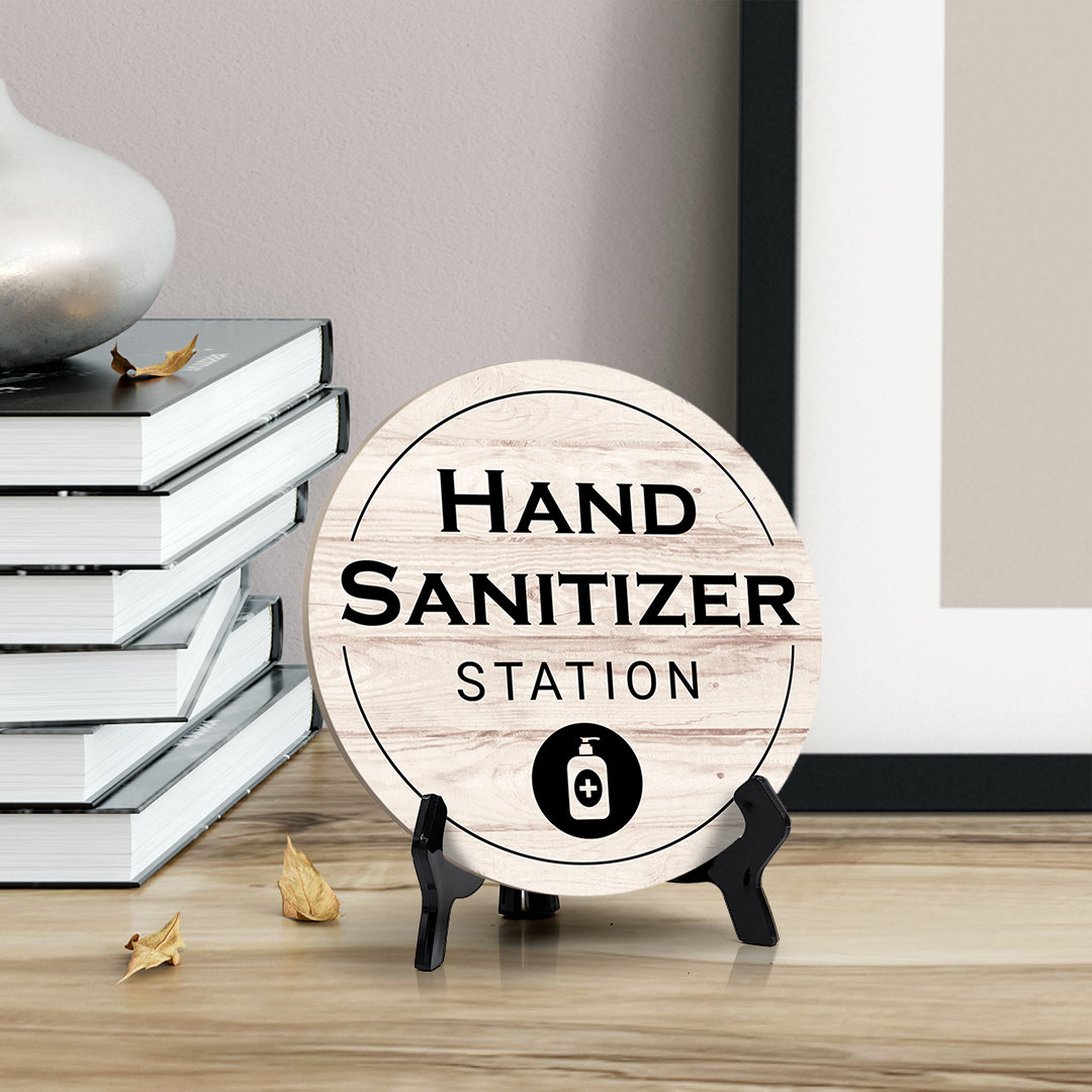 Signs ByLITA Round Hand Sanitizer Station, Bathroom Table Sign with ...