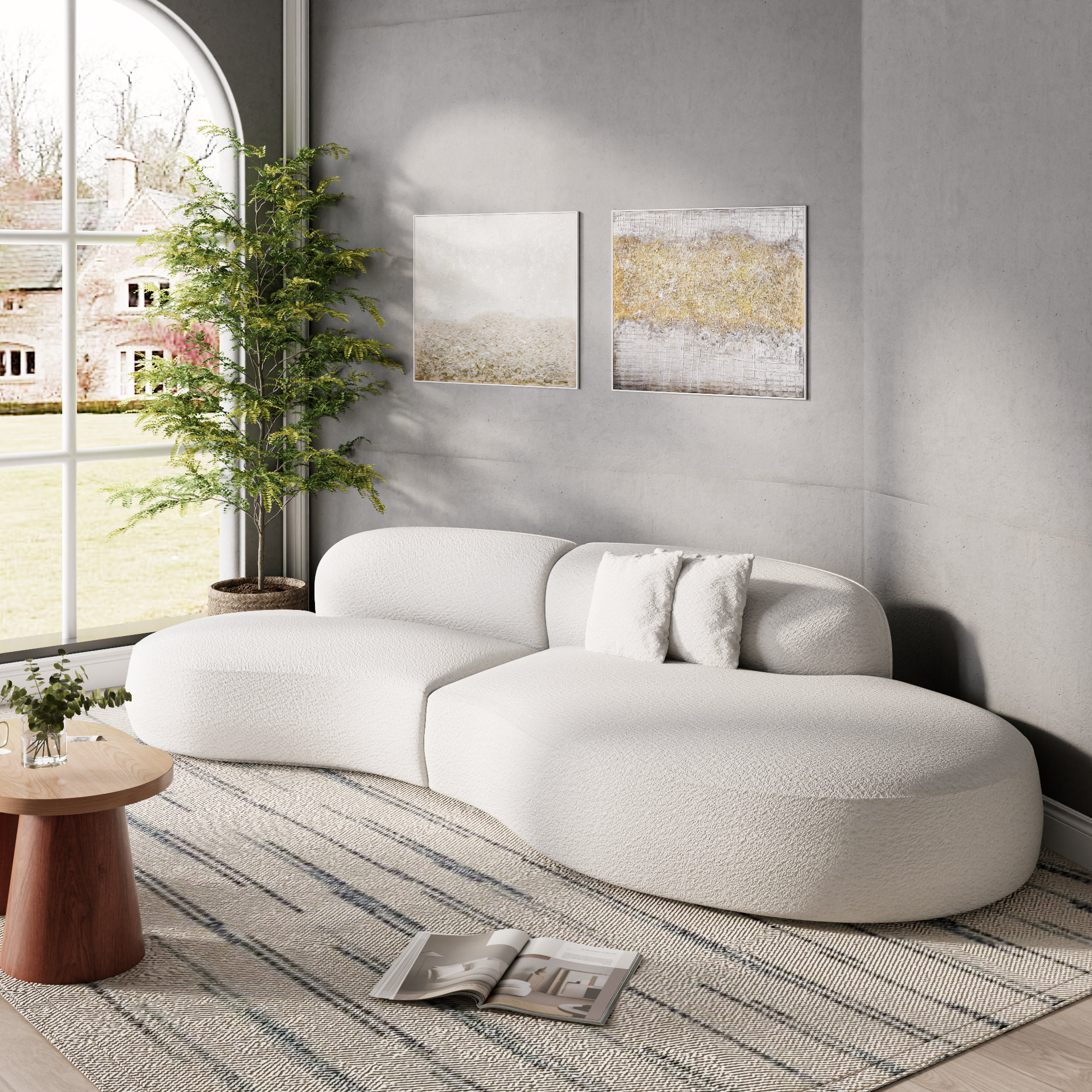 Orren Ellis Creative 135.8"Oval Upholstered Sofa | Wayfair