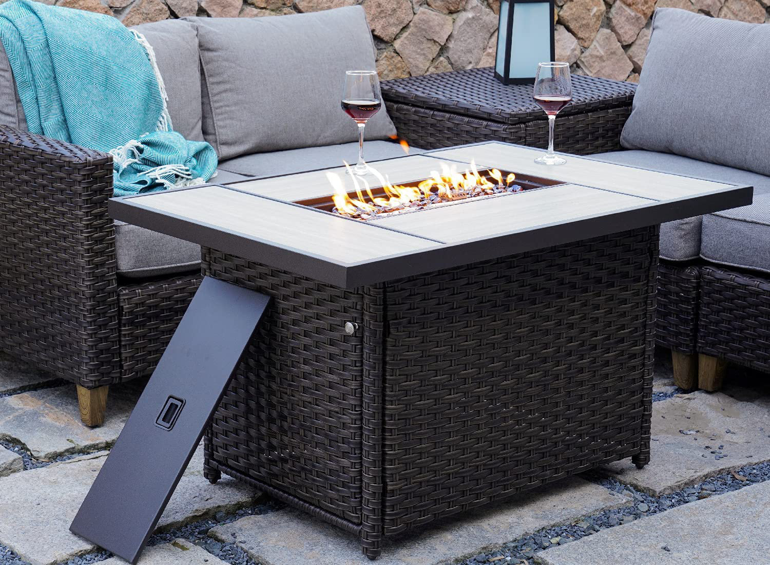 Red Barrel Studio® Outdoor 43 Inch Propane Gas Fire Pit Table ...