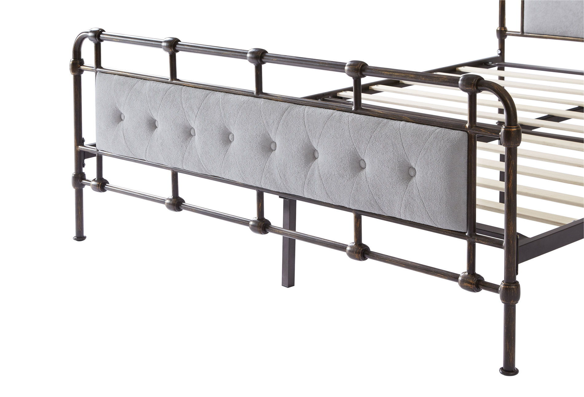 Rosalind Wheeler King Size High Boad Metal Bed With Soft Head And Tail ...