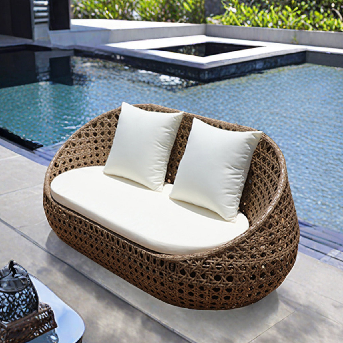 Elegance Furnishings Outdoor PE Wicker Casual Sofa For Lazy People 58. ...