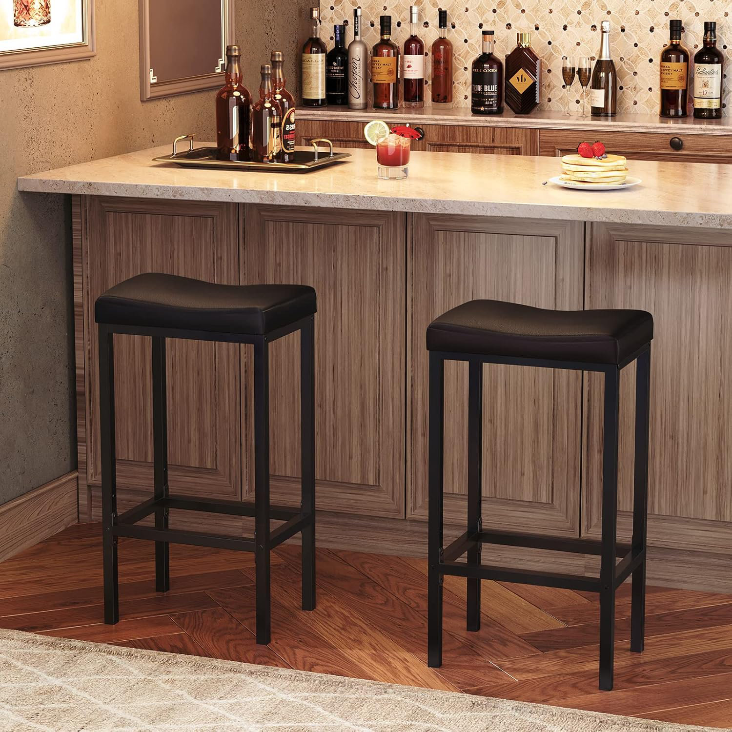Latitude Run® Bar Stools, Set of 2 Bar Chairs, Counter Height Stools ...