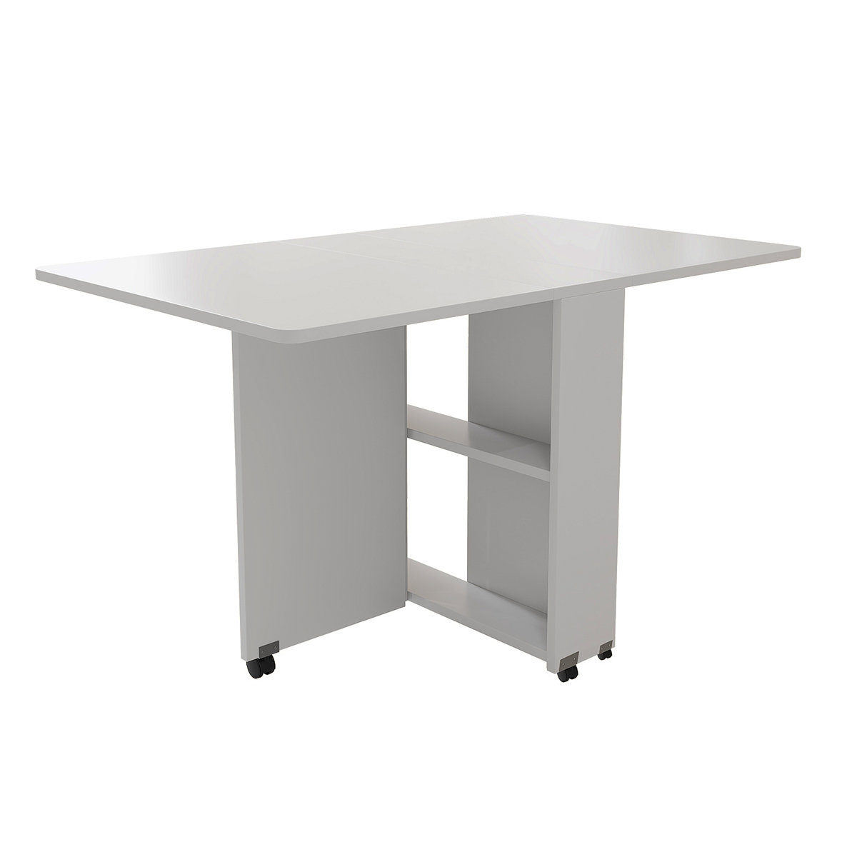 Latitude Run® Folding Drop Leaf Dining Table With 6 Wheels And 2-Layer ...