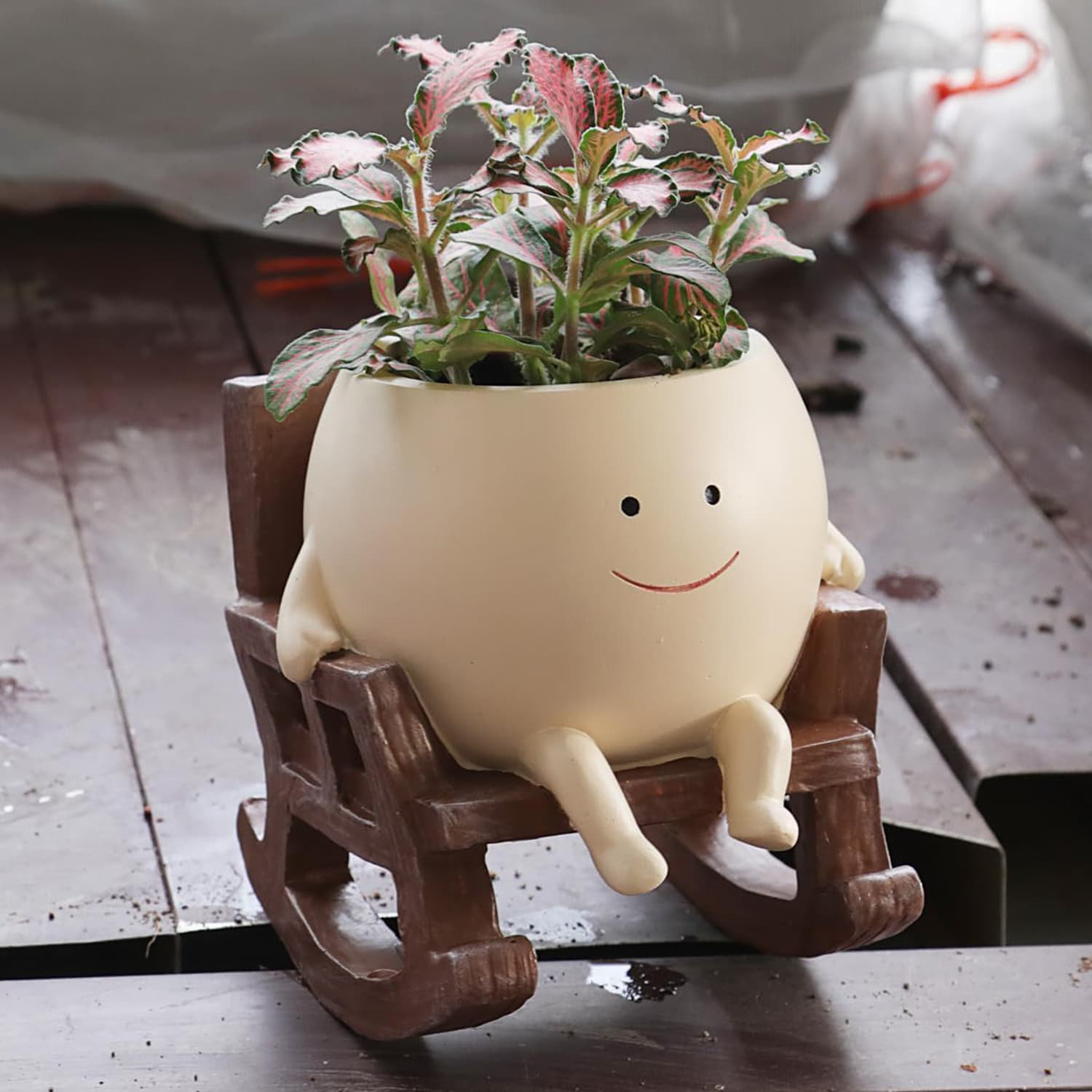 Trinx Smiling Face Cute Resin Flower POTS, Indoor And Outdoor Unique ...