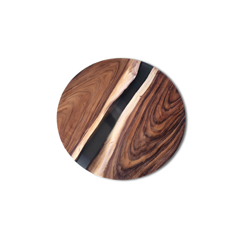 Union Rustic Kylisha 36 Inch Round Epoxy Solid Walnut Wood Dining Table ...