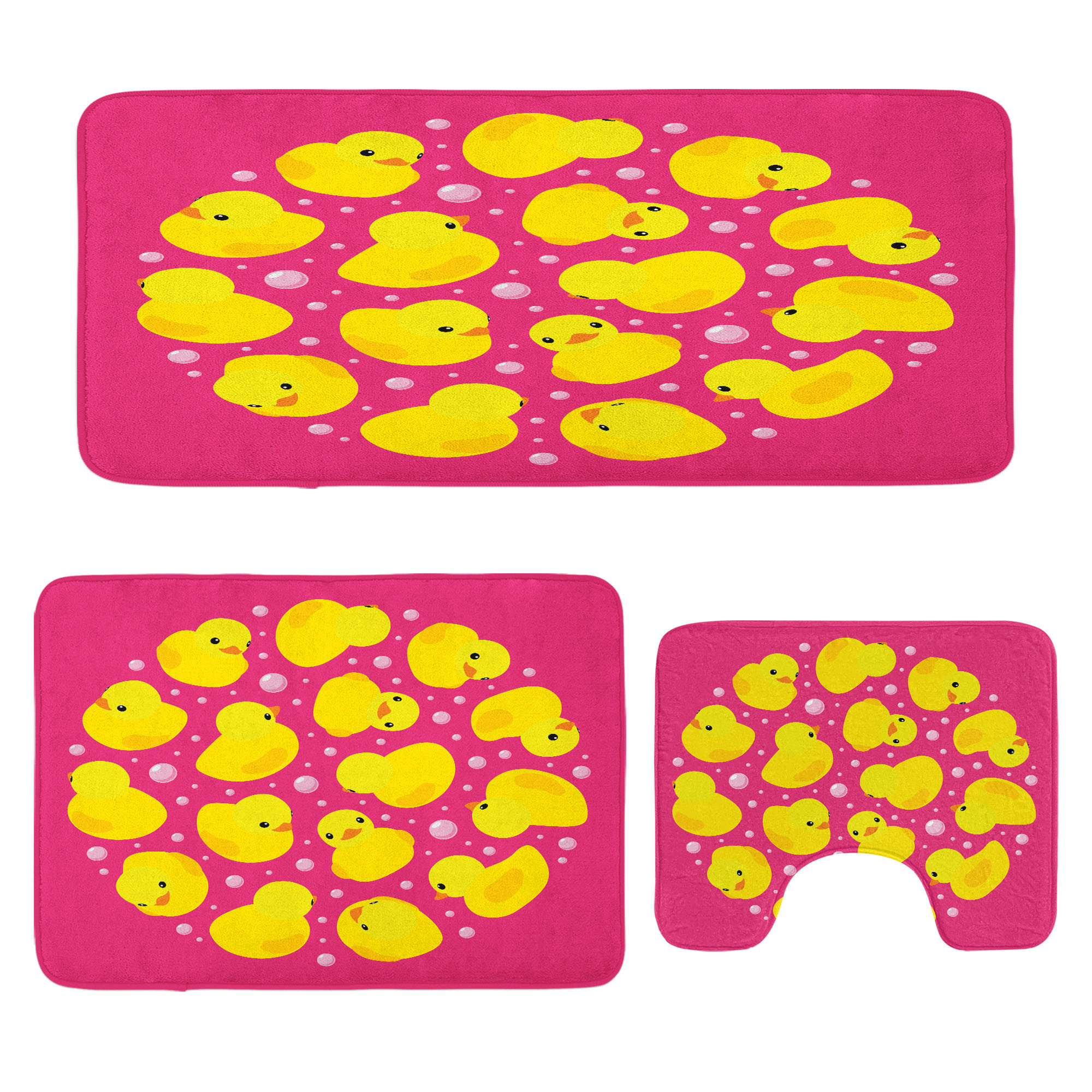East Urban Home Duck Pattern Bathroom Rug Set 3 Pieces U-Shape ...