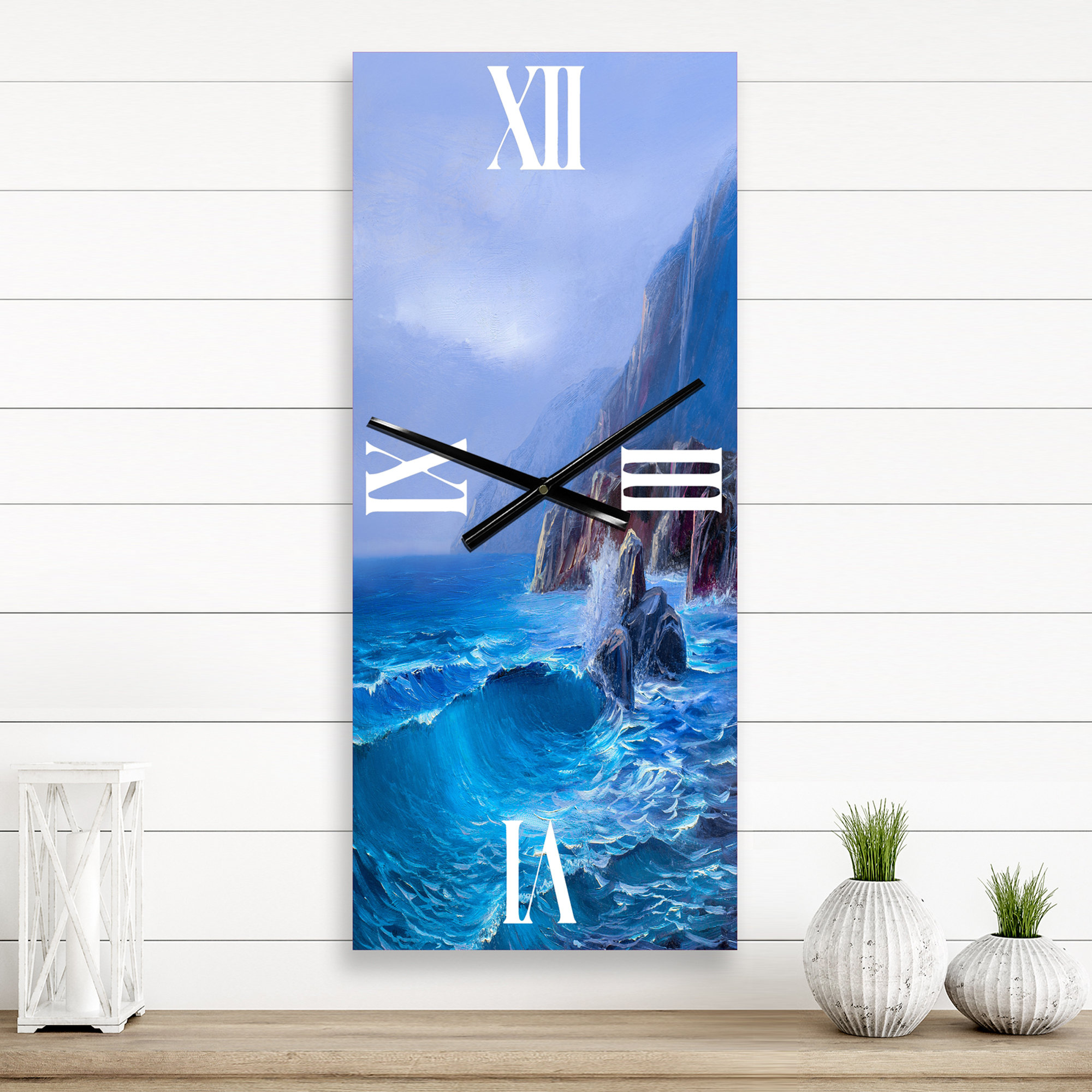 East Urban Home Morning on Sea Wave Paints on A Canvas Wall Clock | Wayfair