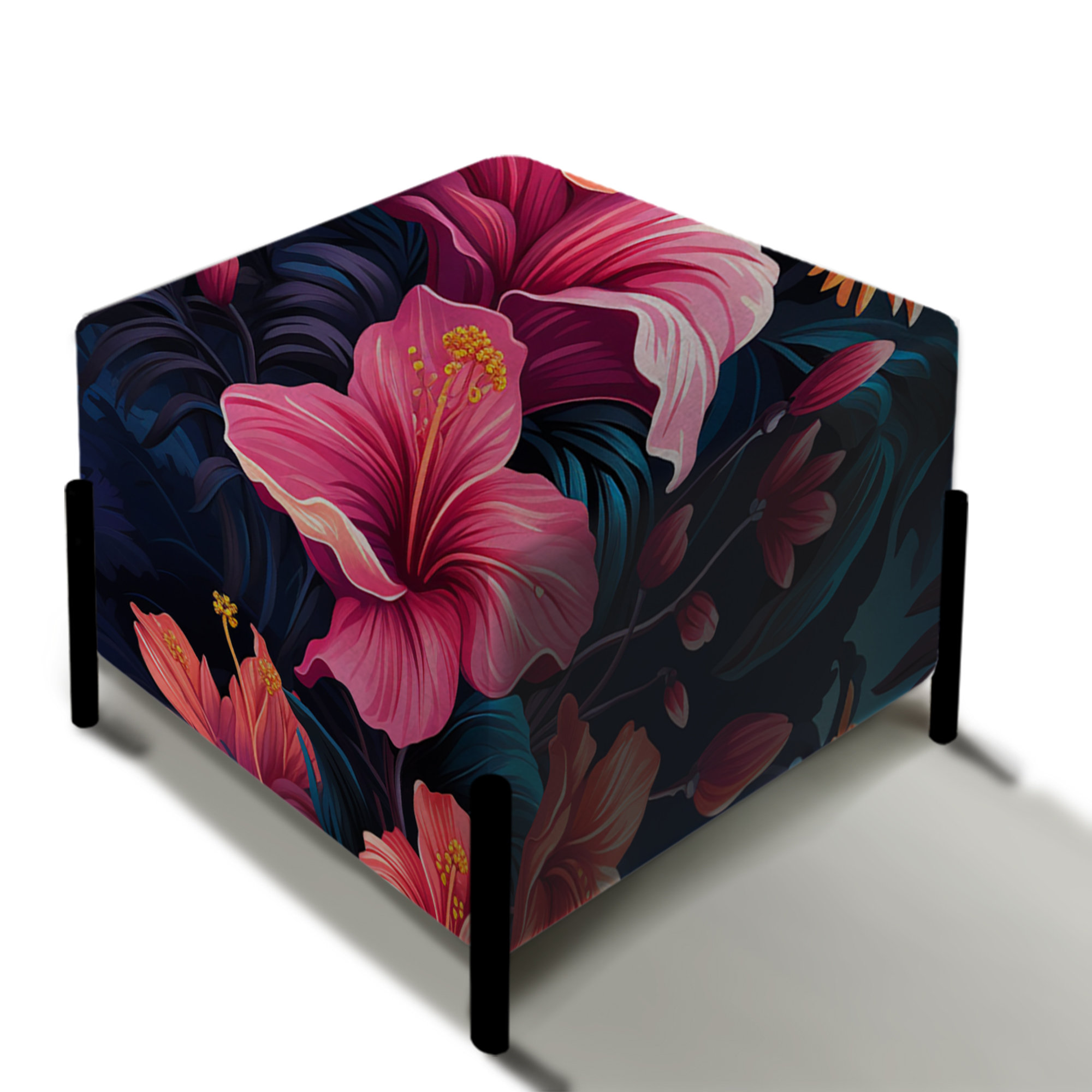Design Art Starlit Paradise Tropical Pattern - Tropical Square Ottoman ...