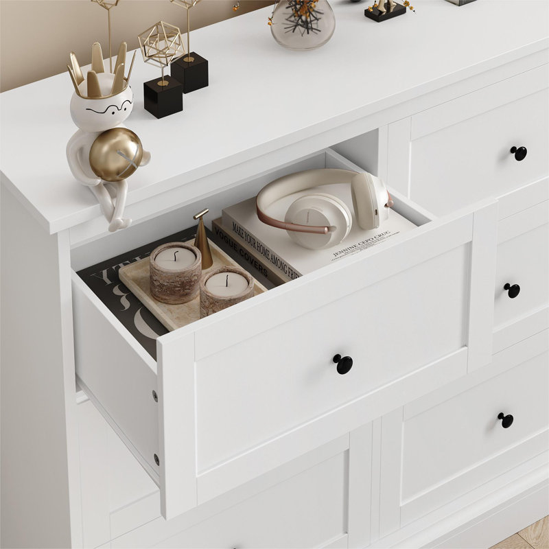 Lark Manor Alffi 6 Drawer 42.51" W Double Dresser, 6 Drawer Dresser ...
