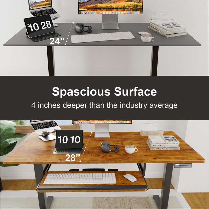 17 Stories Wasat Height Adjustable Computer Standing Desk with Keyboard ...