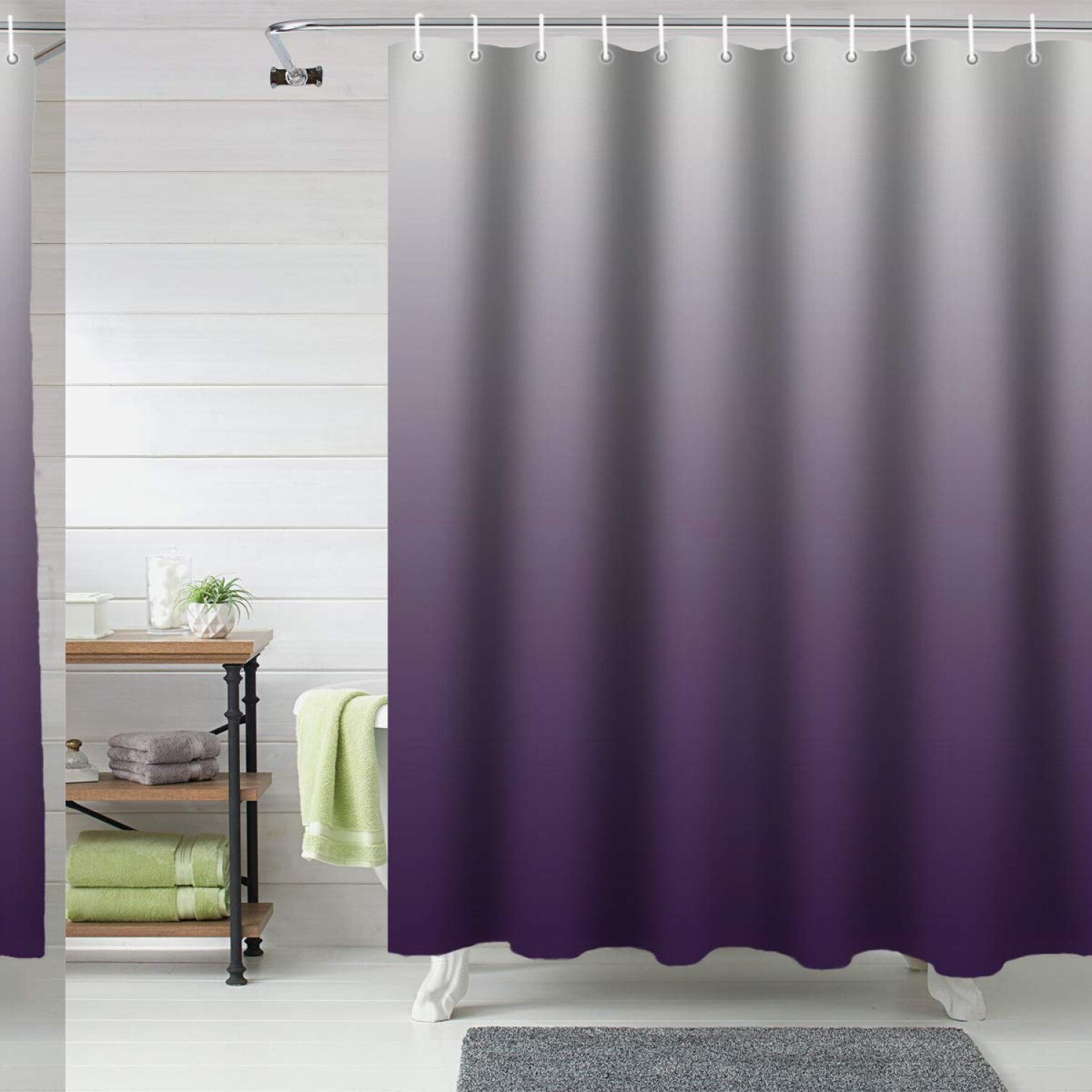Latitude Run® Luxury Ombre Lavender Shower Curtain Set - Waterproof ...
