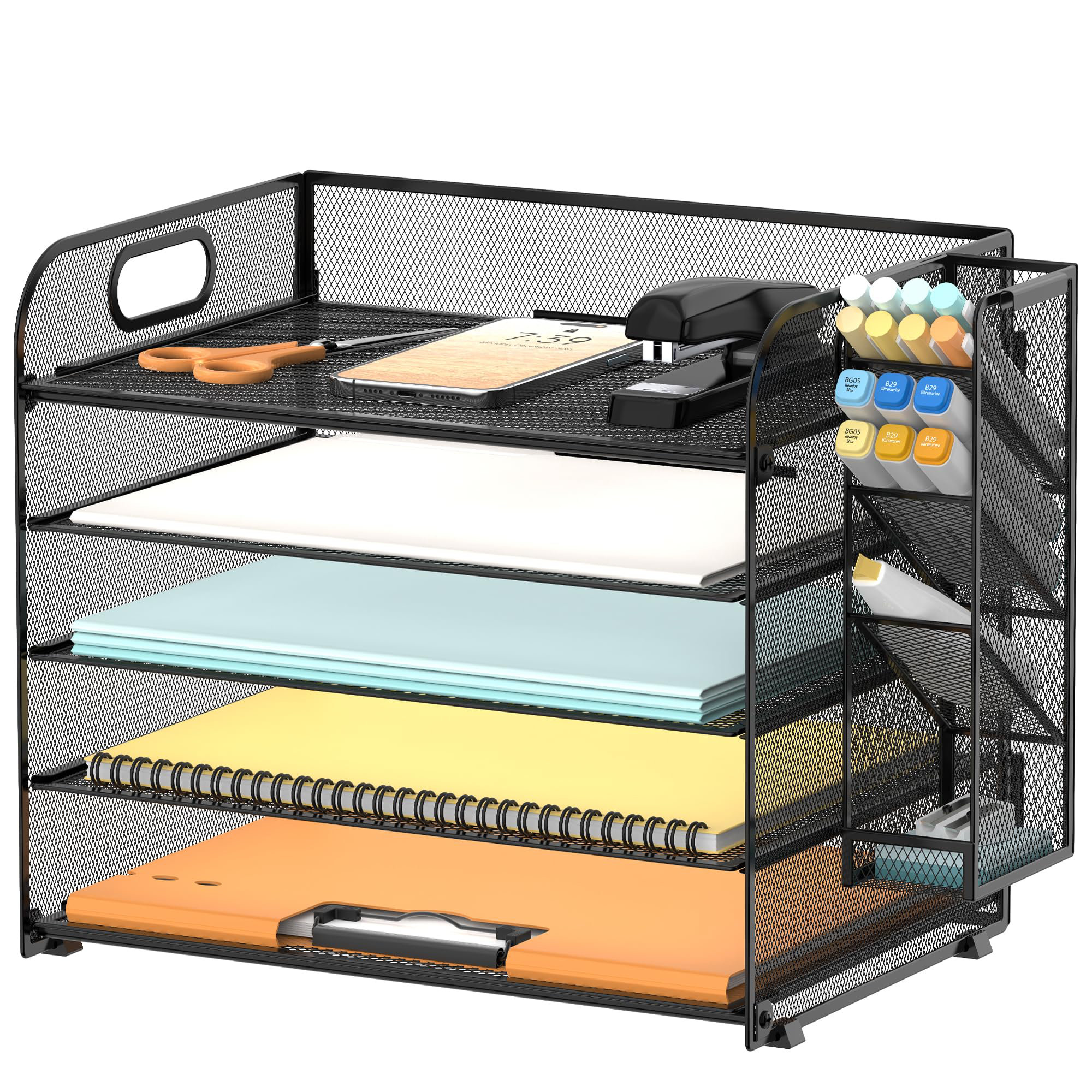 Inbox Zero 5 Tier Desk Organizer With Handle & Removable Pen Holders ...