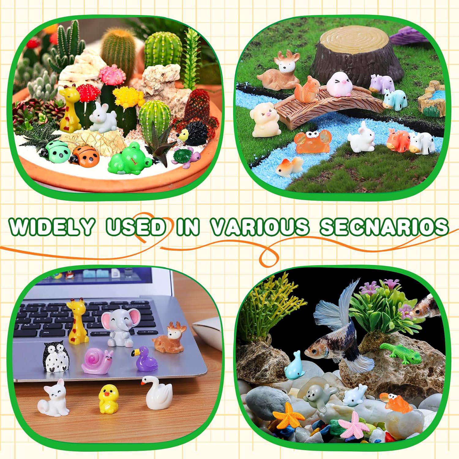 Arlmont & Co. 130Pcs Mini Resin Animals Figures To Hidetiny Resin ...