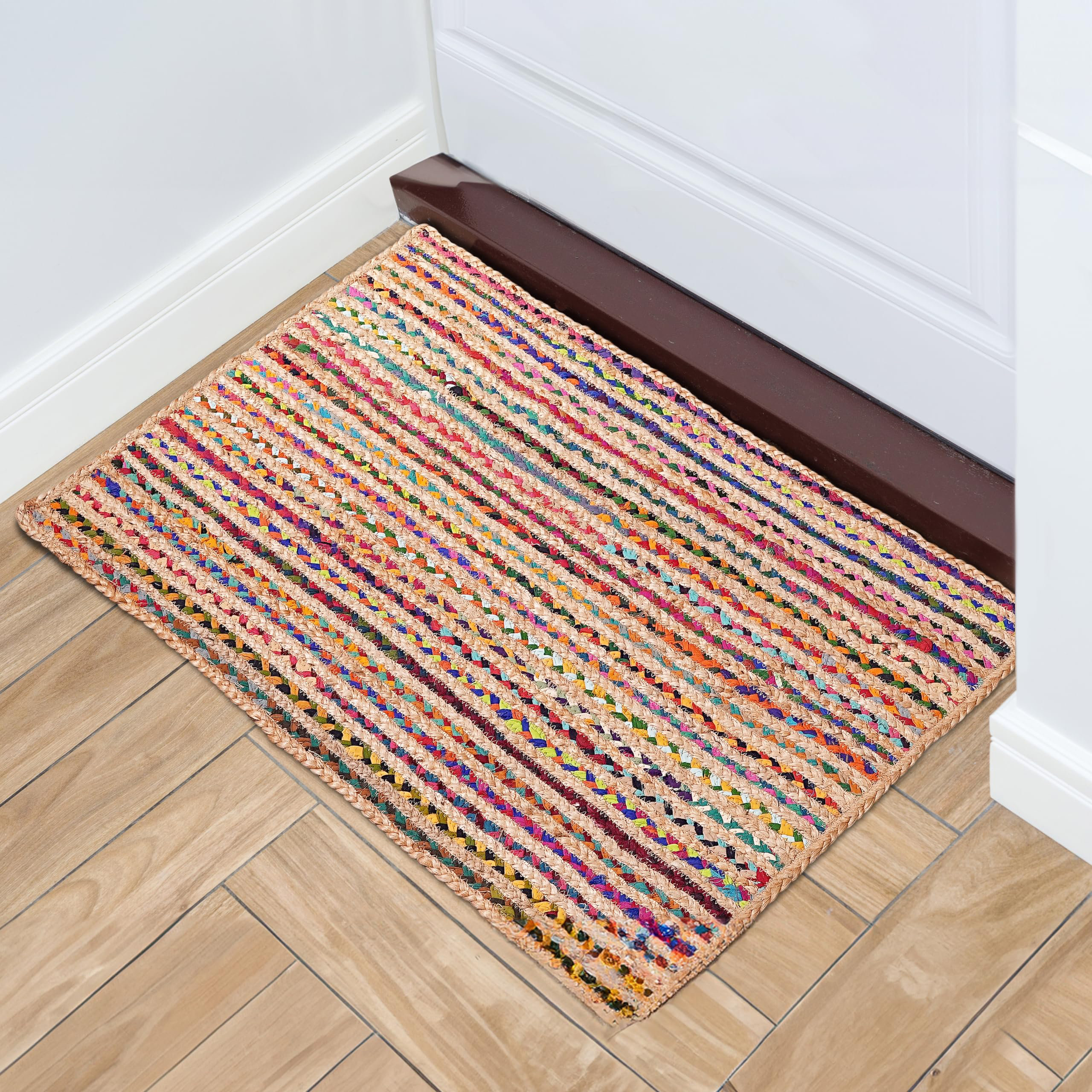 Dakota Fields Bohemian Braided Rug 2'X3' - Multi Color, Small Farmhouse ...