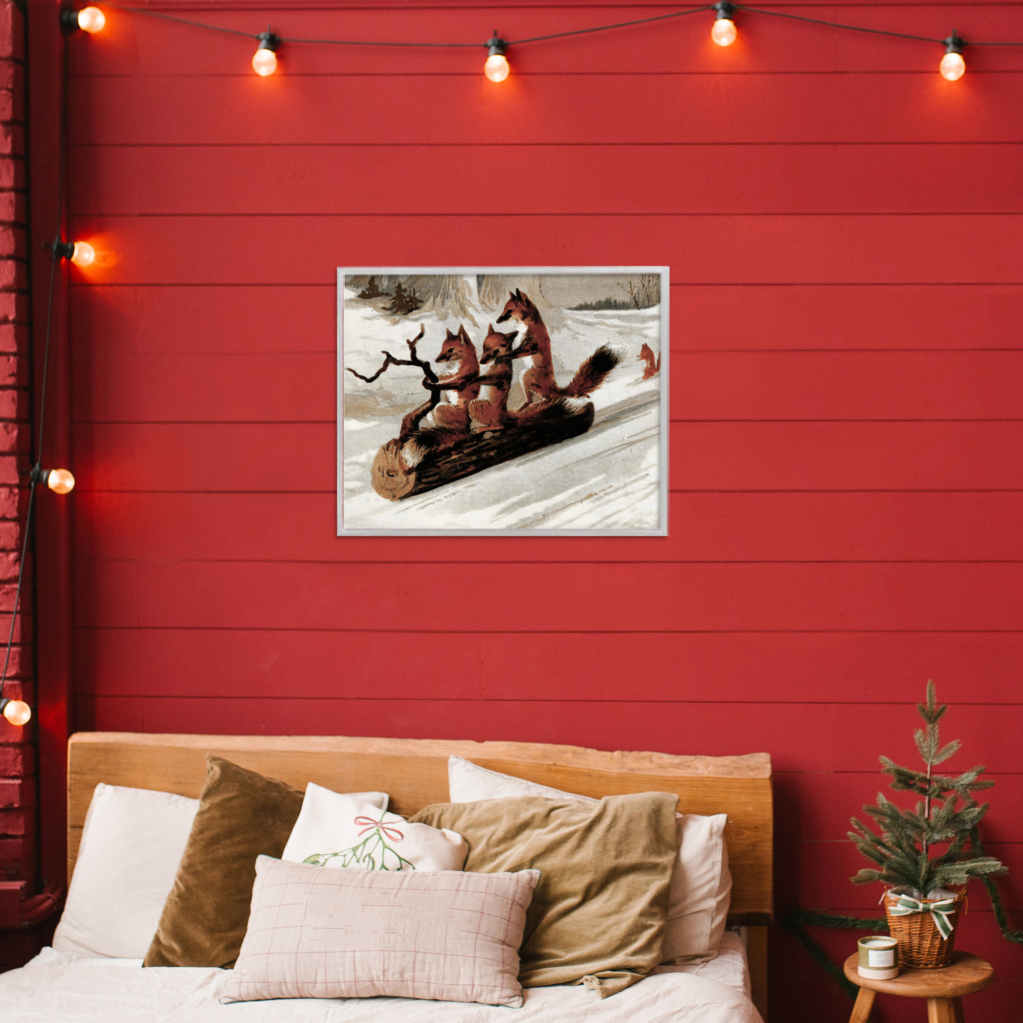 Ophelia & Co. Foxes Sledding on Log Framed Giclee, design by Arlington ...