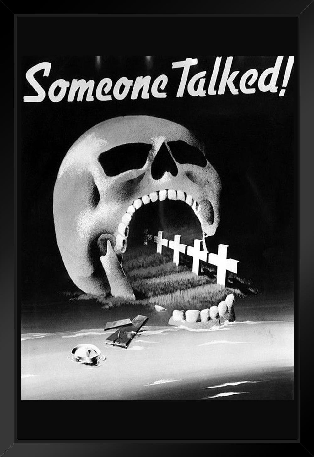 Trinx Someone Talked Skull World War II Propaganda Black Wood Framed ...