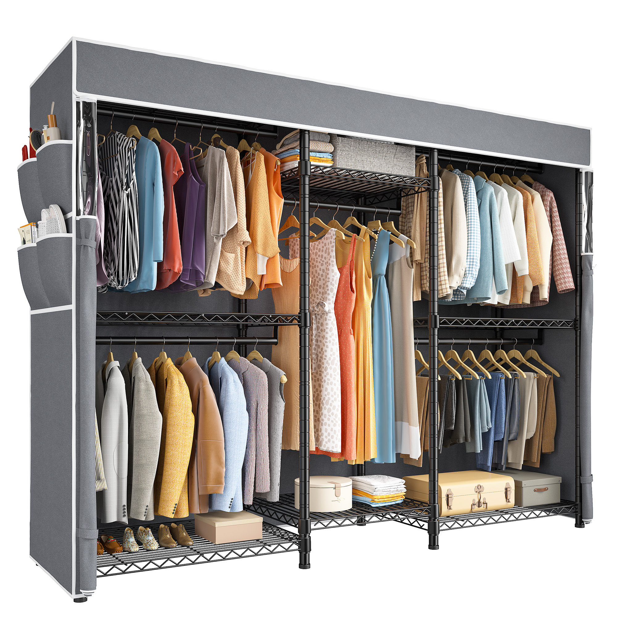 EnHomee Ahlstrom 77" H Clothes Rack Load 900LBS,Garment Closet with ...