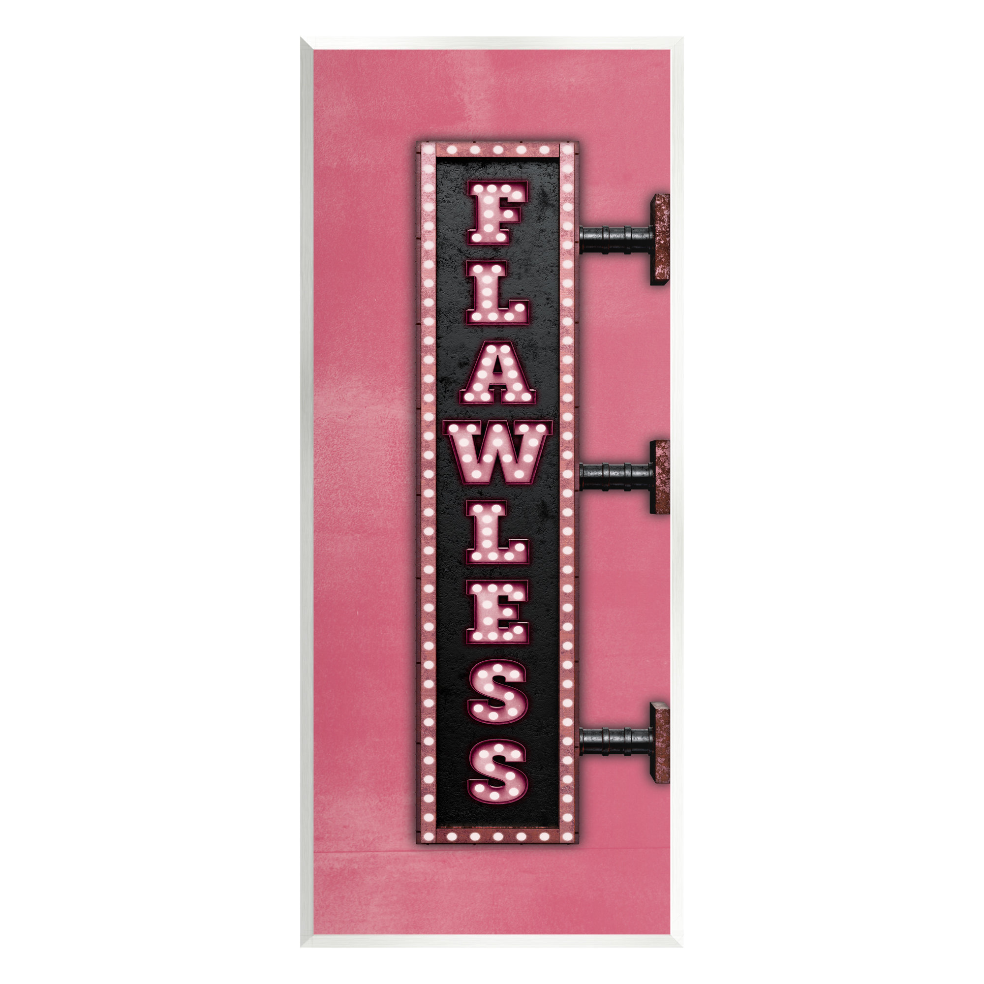 Stupell Industries Pink Flawless Retro Lights Sign Wall Plaque Art By ...