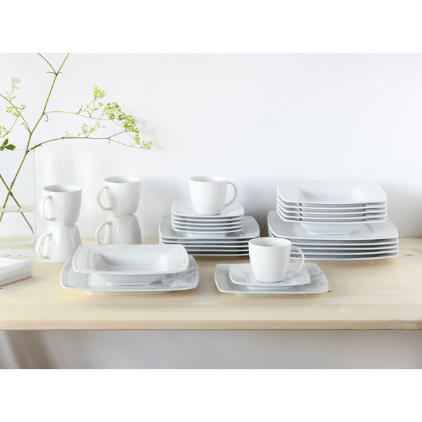 Creatable Victoria Weiß 30 Piece Porcelain China Dinnerware Set ...