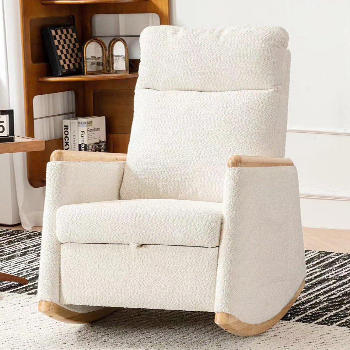 Hokku Designs Modern Style Accent Rocking Chair With Footrest High Back ...