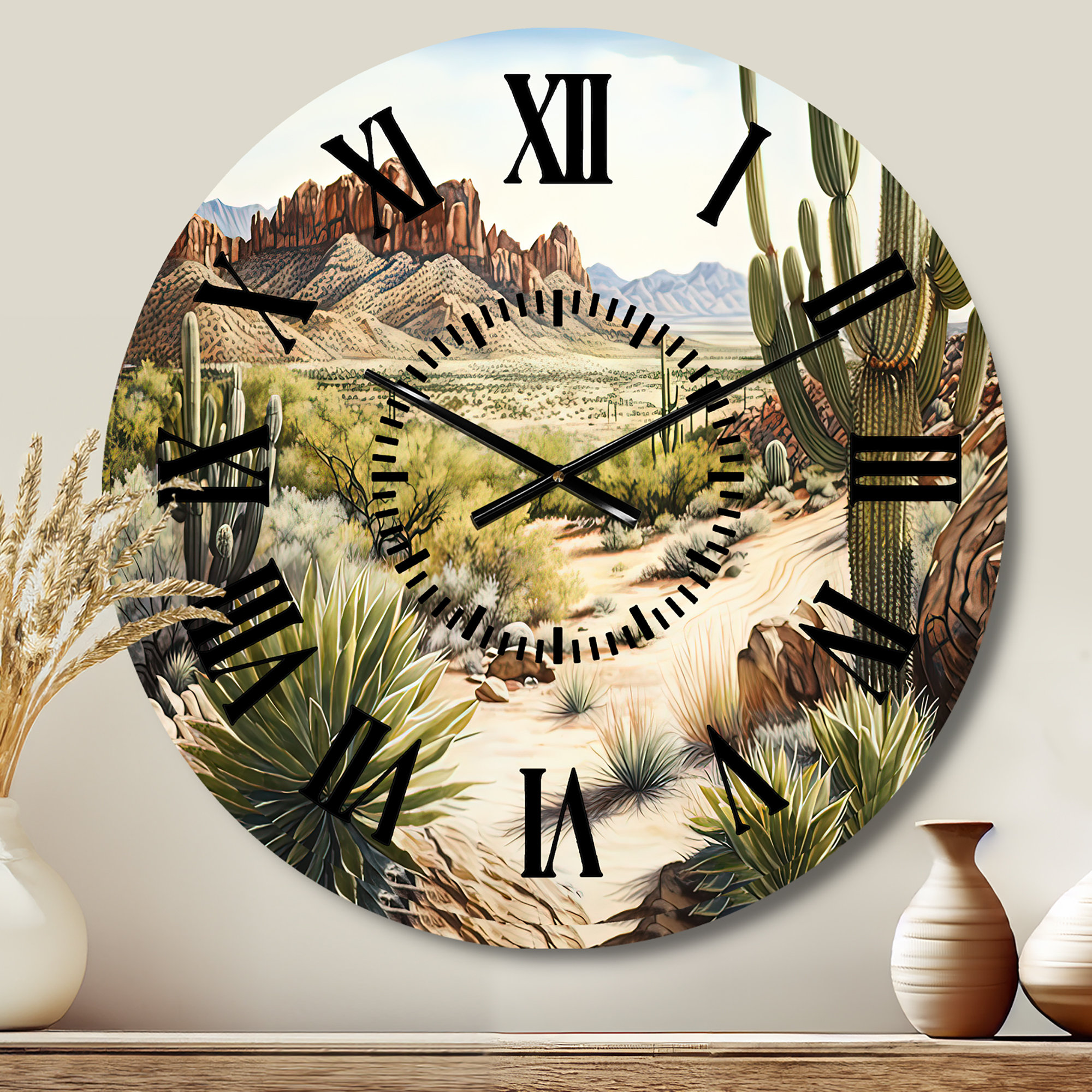 East Urban Home Arizona Desert V - Southwestern Face Wall Clock | Wayfair