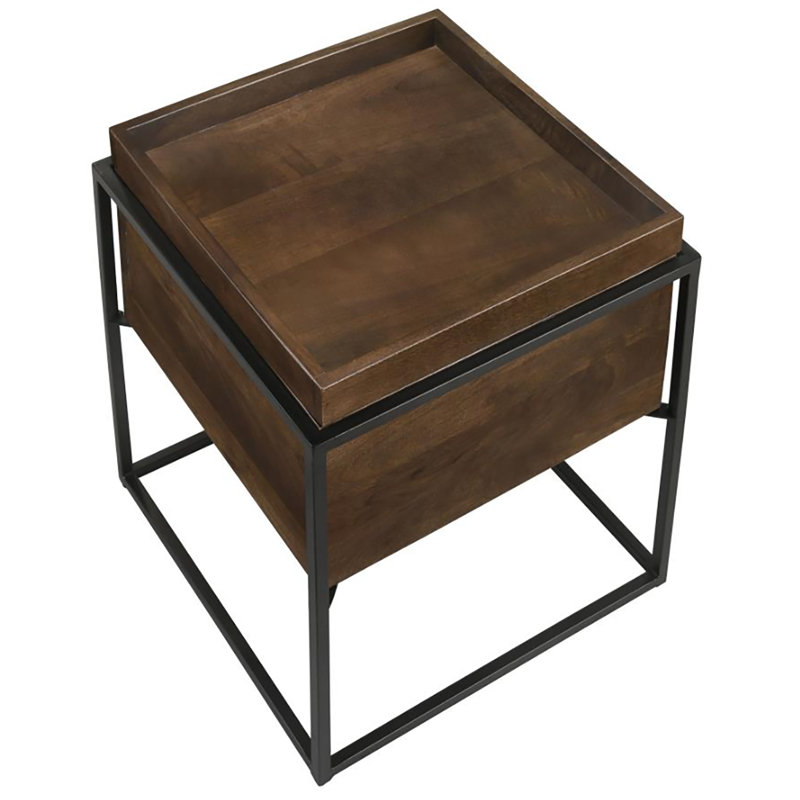 17 Stories Ondrej Square Accent Table with Removable Top Tray & Reviews ...