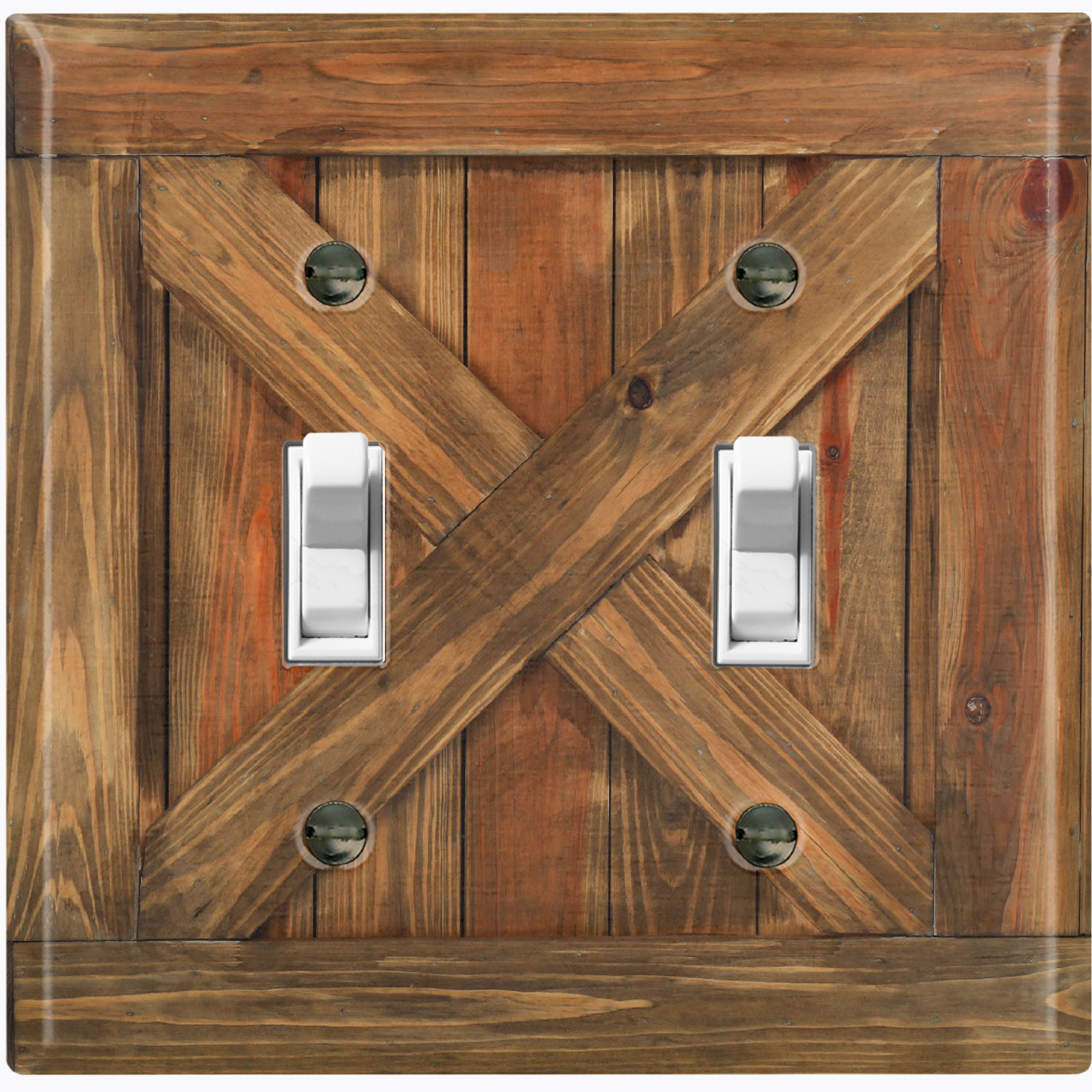 WorldAcc Brown Wooden Fence Gate Print Nature Themed 2 - Gang Toggle ...