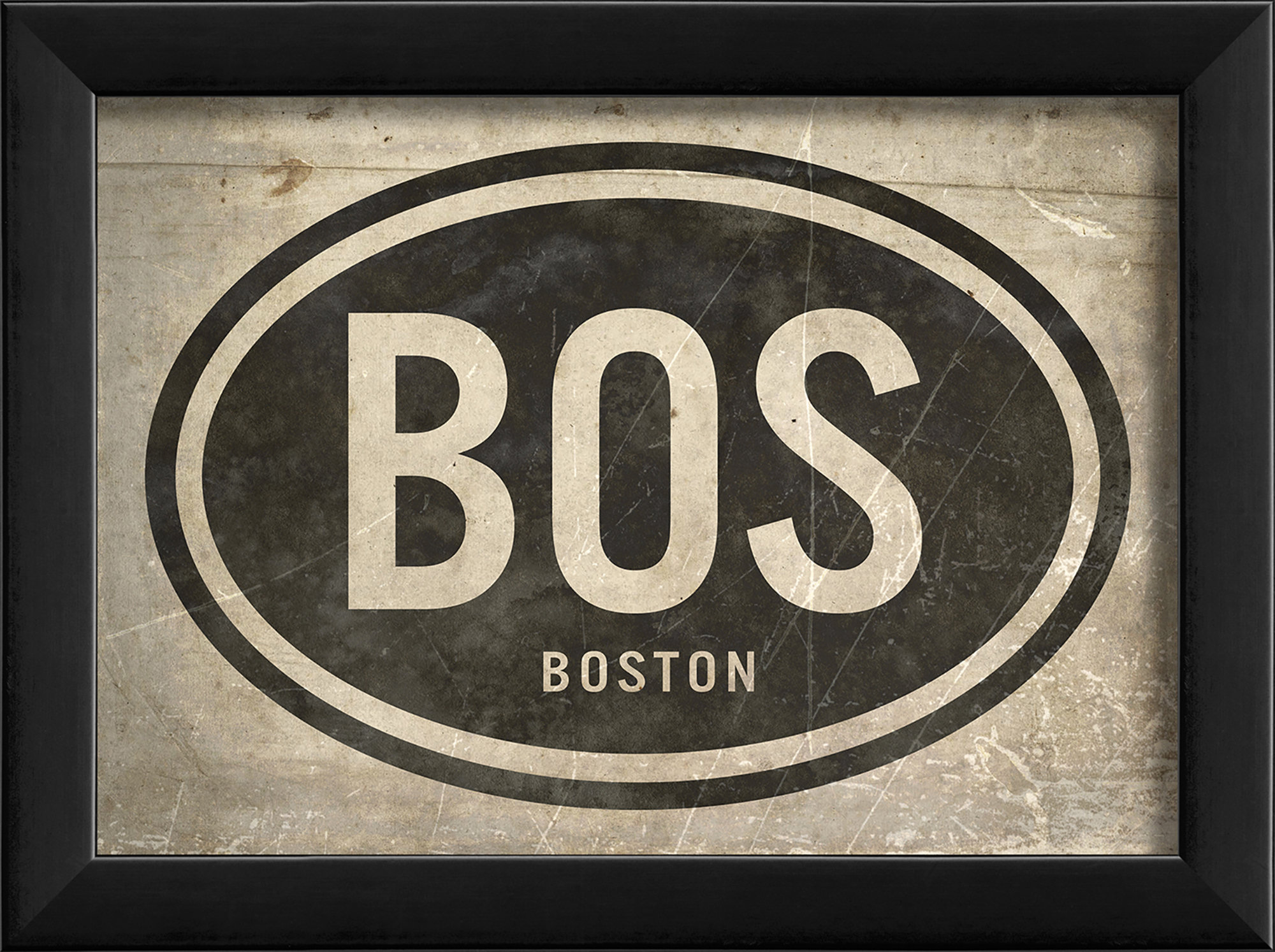 The Artwork Factory BOS Boston Airport Code Framed Textual Art | Wayfair