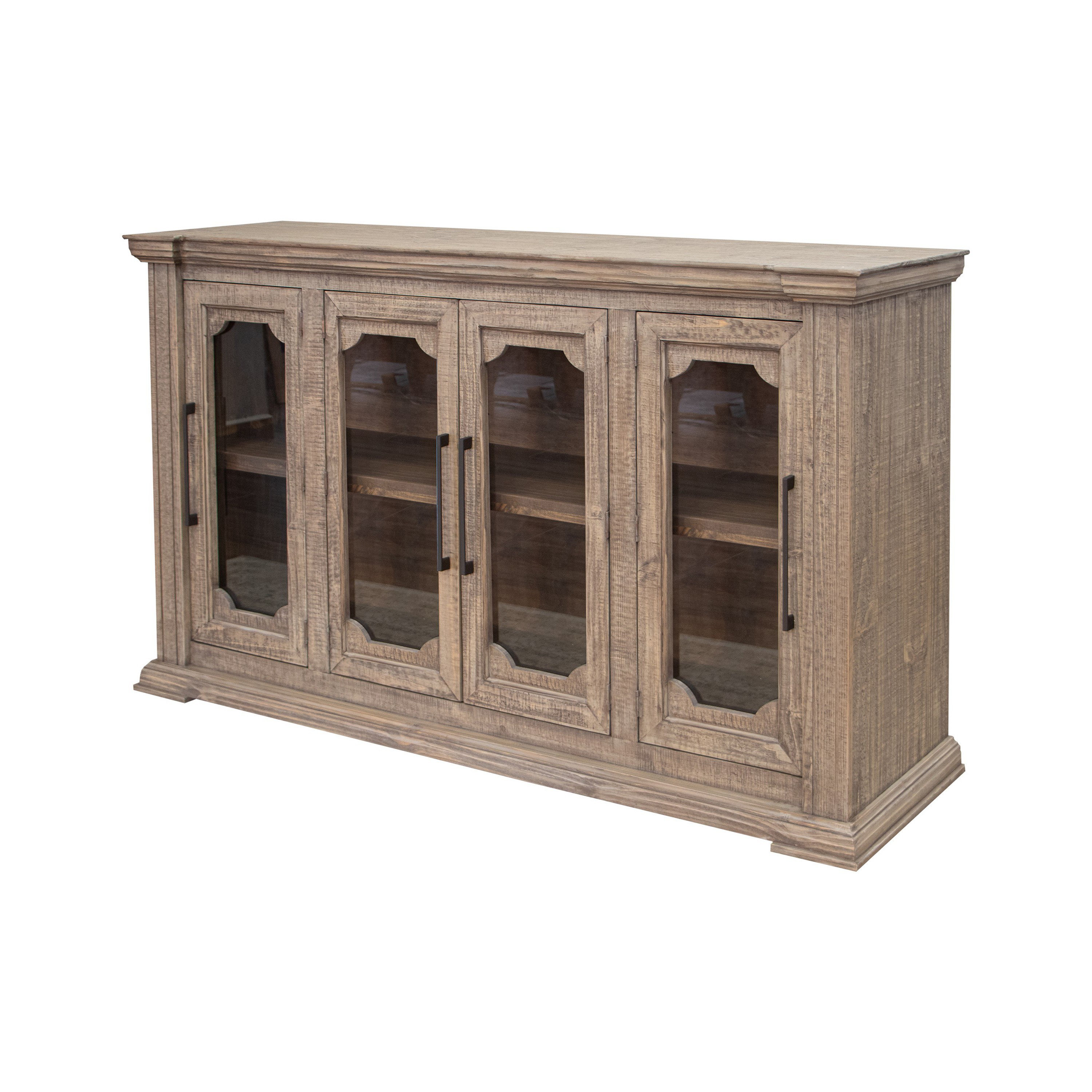 Benjara Tren 72 Inch Sideboard Buffet Console, 4 Glass Doors, Greek ...