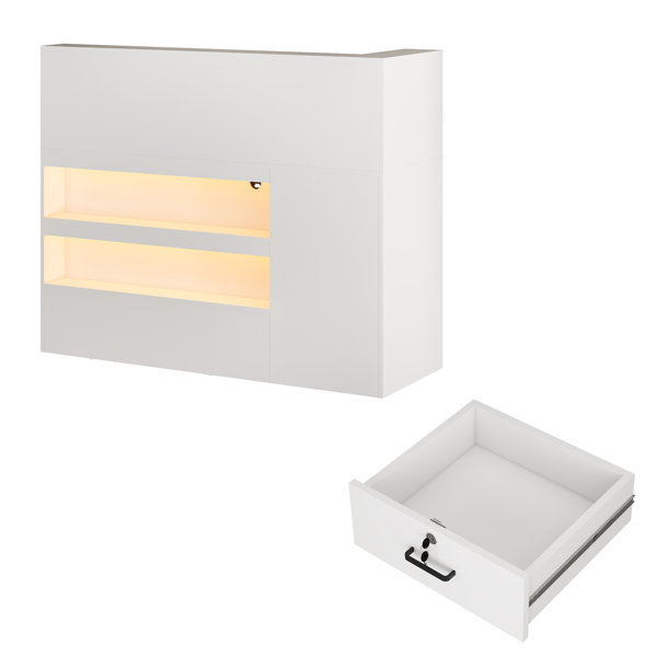 Wrought Studio 55'' W Reception Desk With LED Lights & Power Outlets, L ...