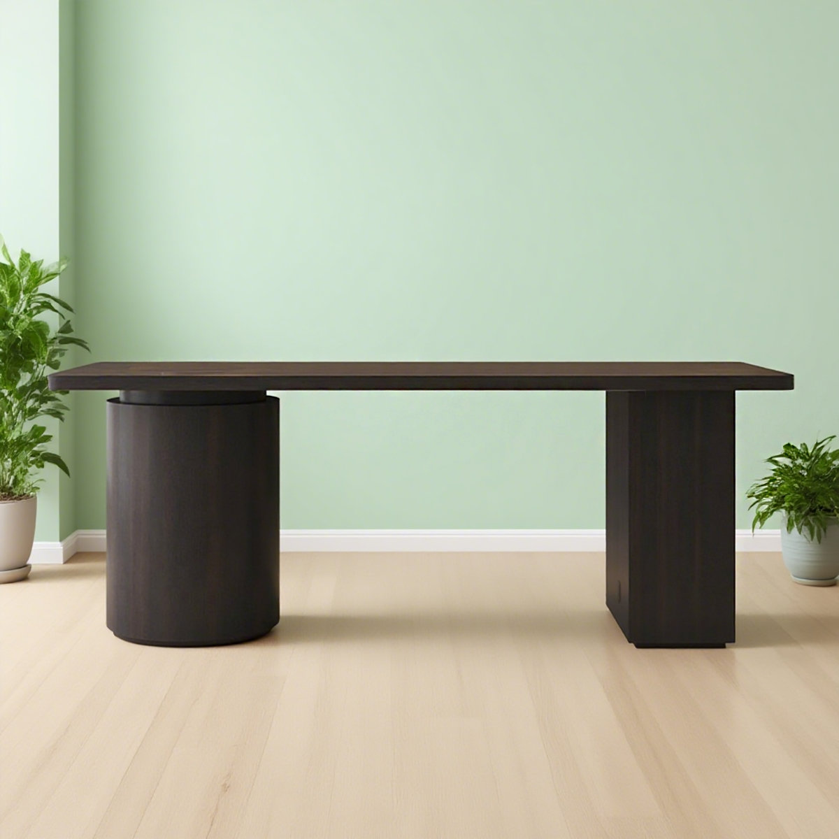 EliteFurnishings Sleek Contemporary Desk with Cylindrical & Rectangular ...