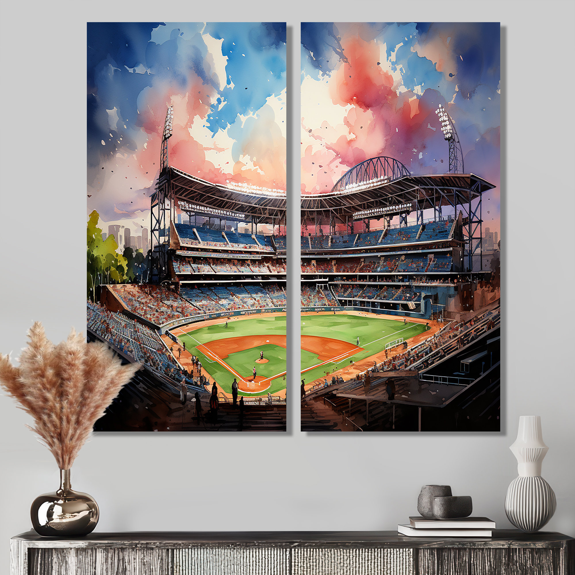 Mercer41 Abstract Baseball Stadium III - Architecture Stadiums Wall Art ...