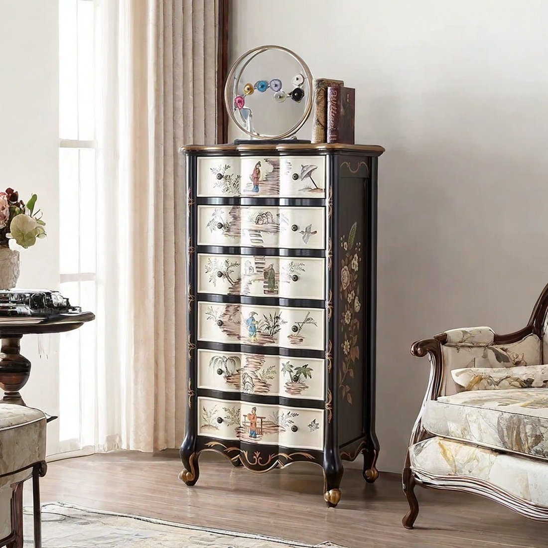 Liu's ink furniture High cabinet painted art drawer accent chest | Wayfair