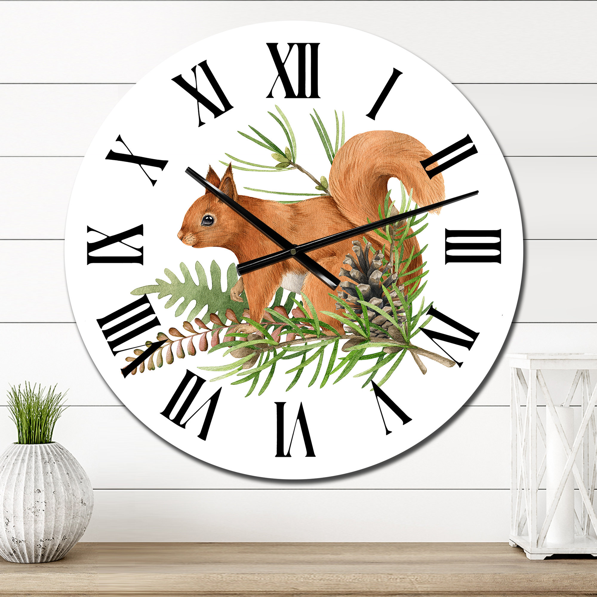 East Urban Home Red Squirrel Animal on Pine Branch - Traditional Wall ...