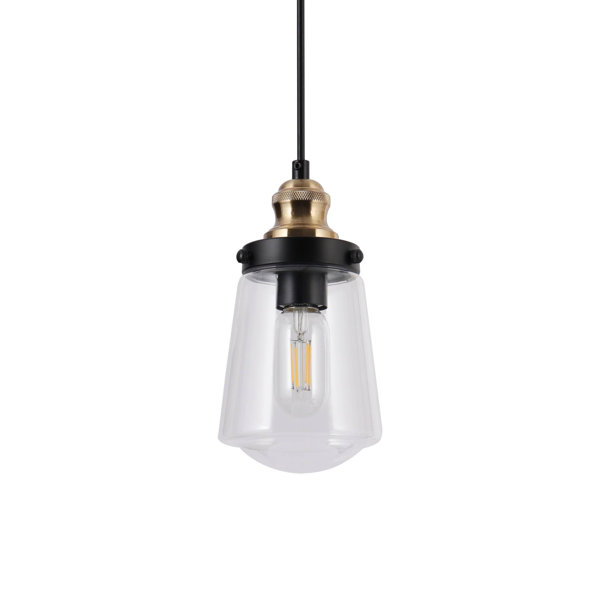 Williston Forge Modern Black Mini 1-Light Glass Pendant Light | Wayfair