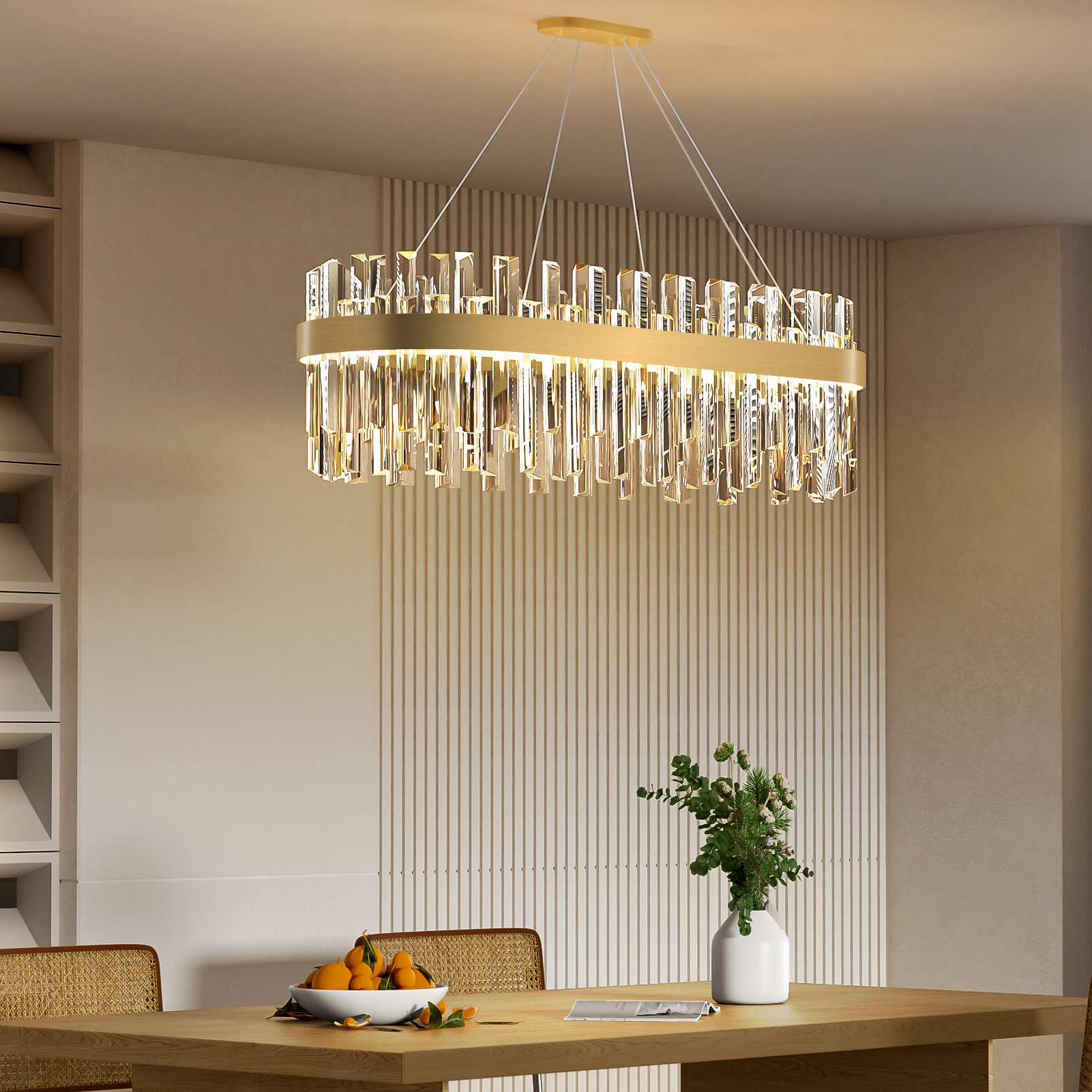Everly Quinn LED Chandeliers,Faux Crystal Chandeliers,16-Lights Brass ...